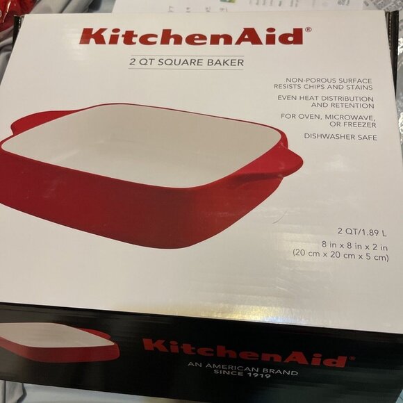 KitchenAid | Kitchen | Kitchenaid Casserole Stoneware Square Baker Red ...